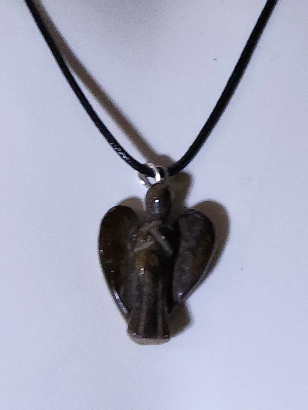 Jewelry | Black Nylon Cord Necklace With Brown Stone Angel Pendant ...